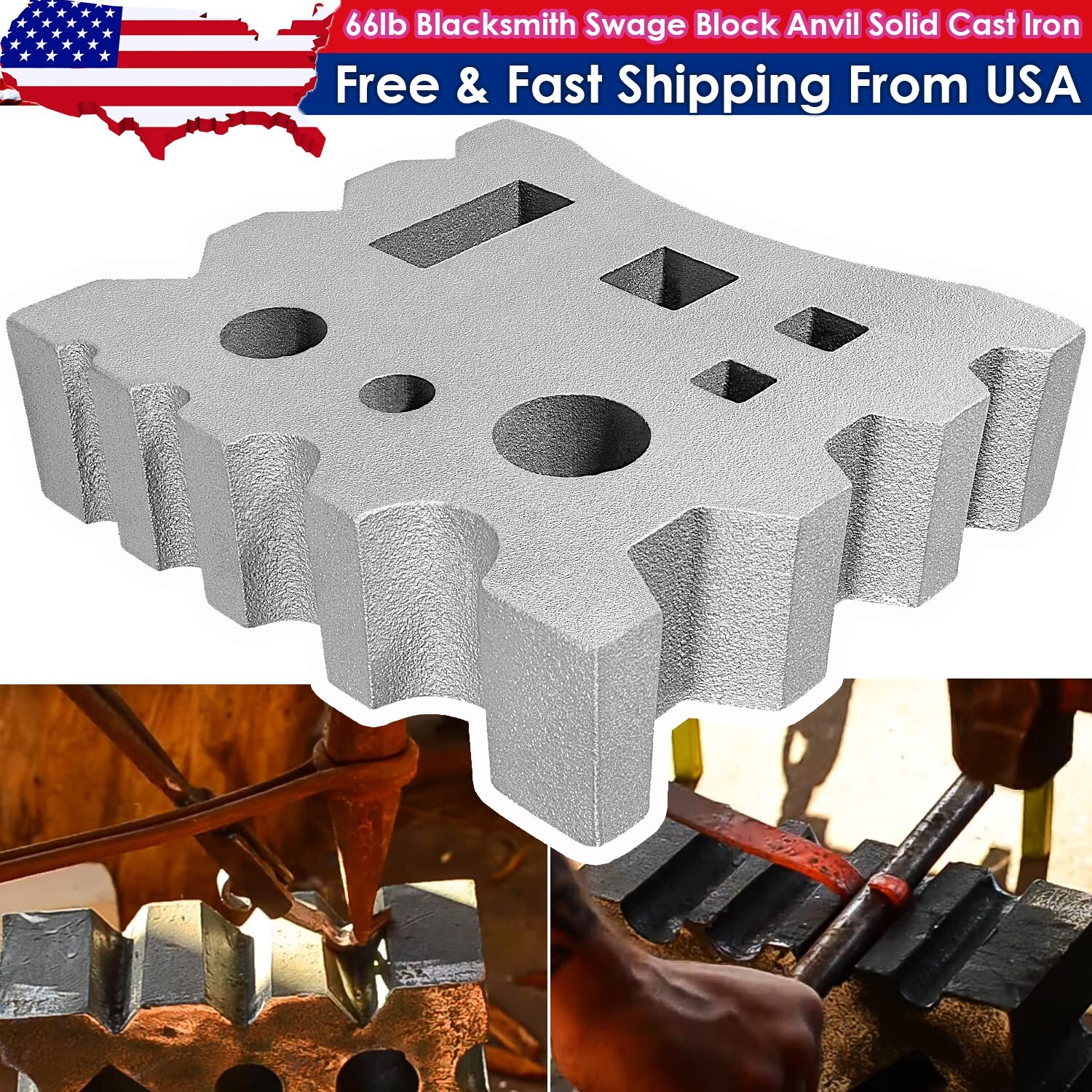 Blacksmith 66lb Swage Block Anvil Forge Bowl Ladle Spoon Making Solid ...