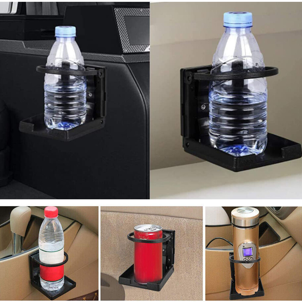 2x BLACK FOLDING DRINK HOLDERS Marine Boat Caravan Car RV Cup Holder ...