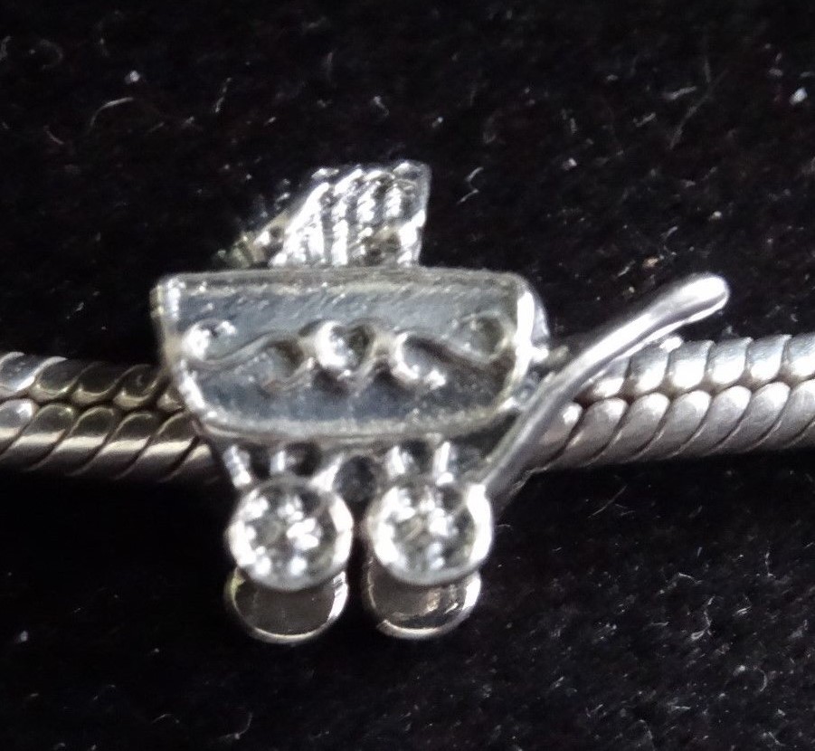 UNBRANDED 925 SILVER BABY CARRIAGE BUGGY STROLLER DANGLE EUROPEAN BEAD ...
