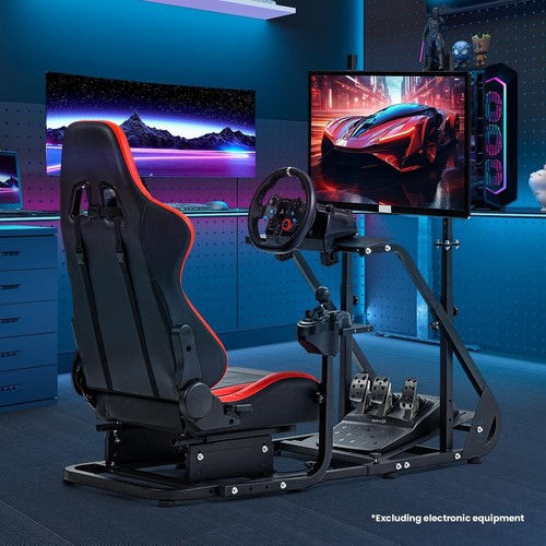 Supllueer Racing Sim Cockpit with TV Stand & Seat for Thrustmaster ...