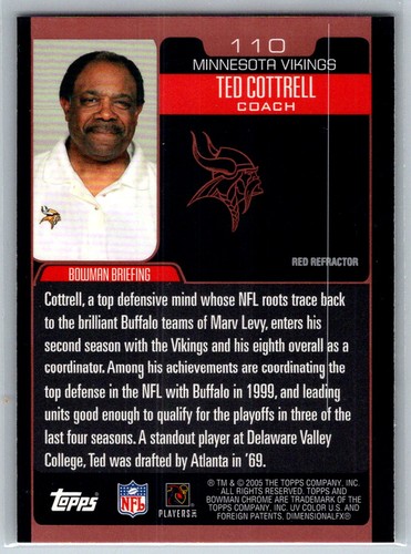 2005 Bowman Chrome - Ted Cottrell #110 Red Refractor (RC) for sale ...