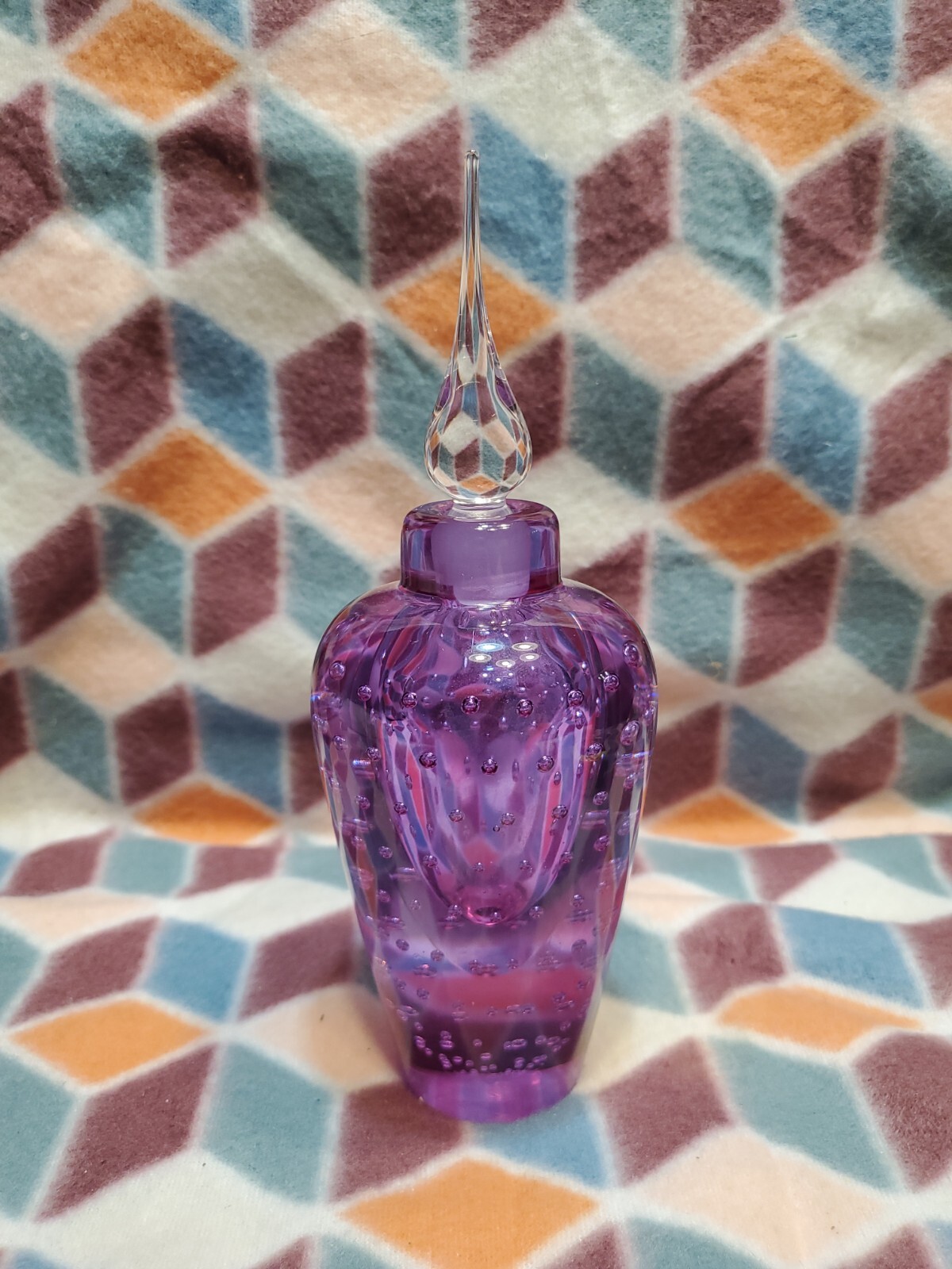 Vintage Signed Vandermark Purple Perfume Bottle With Controlled Bubbles ...