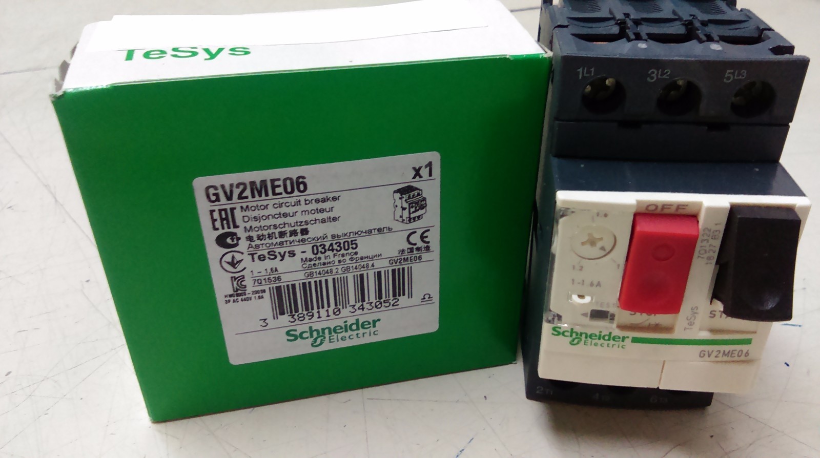 Schneider Electric GV2ME06 Motor Circuit Breaker 1-1.6A TeSys 034305 | eBay