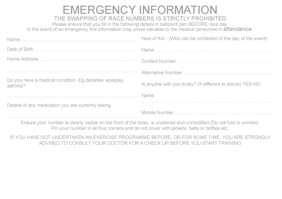 Personalised Running Race Bib numbers 5K 10K Half Marathon Packs of ...