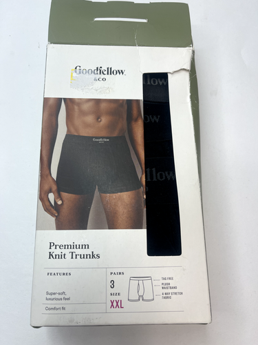NWOT Mens Premium Knit Trunks 3 Pair - GOODFELLOW - SZ XXL 46/48- Black ...