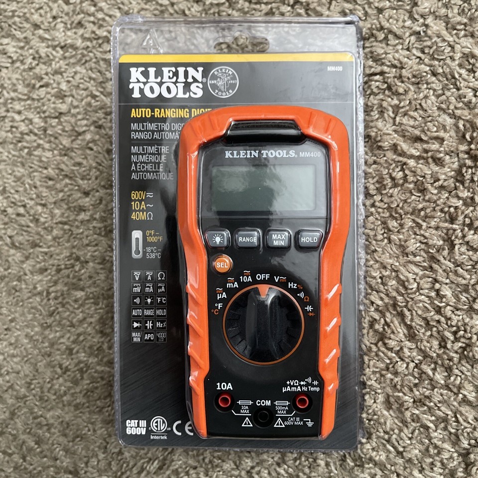Klein Tools 600V Auto Ranging Digital Multimeter With Test Leads Model ...