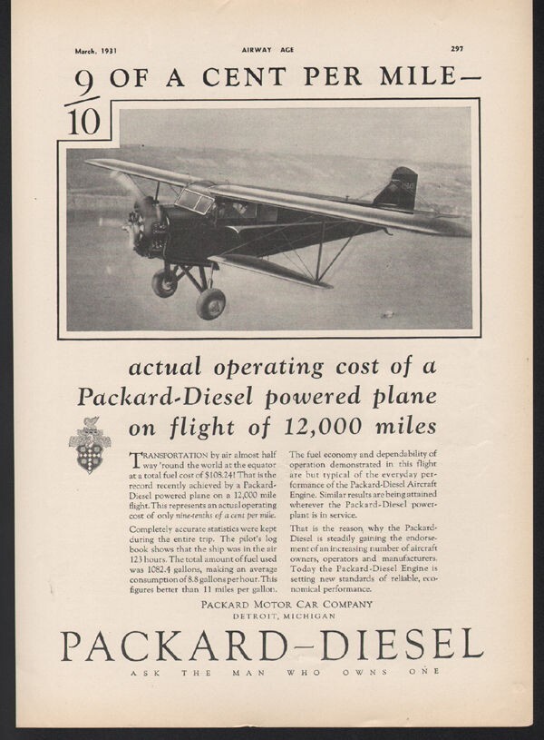 1931 PACKARD DIESEL ENGINE MOTOR AIRCRAFT PLANE AVIATION DETROIT ...