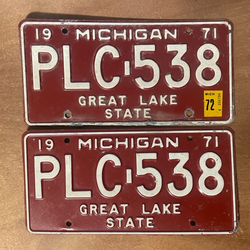 1971 1972 Michigan License Plate Pair # PLC-538 | eBay