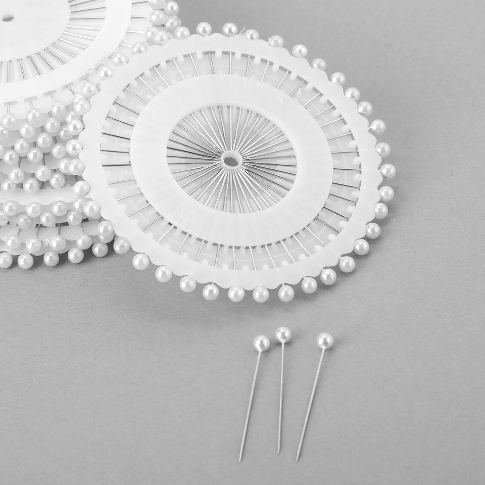 40/480Pcs 35mm PEARL WHITE HEAD DRESSMAKING CRAFT PINS Corsage Sewing ...