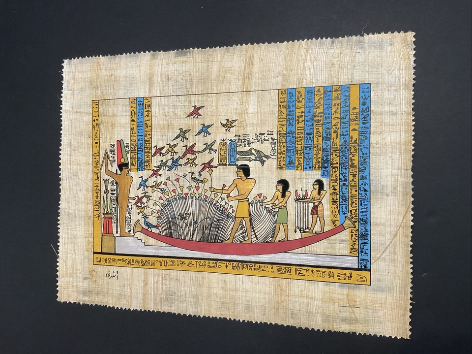 Rare Authentic Hand Painted Ancient Egyptian Papyrus Manu god of ...