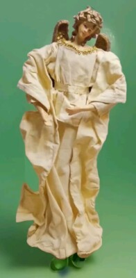 Vintage Cartapesta Type Paper-Mache ANGEL Christmas Figurine Beige ...