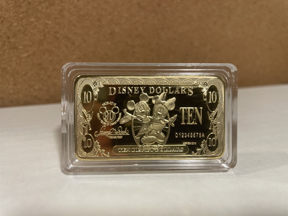 Disney Challenge Coin Disney Dollars $10 Gold 90th Anniversary Mickey ...