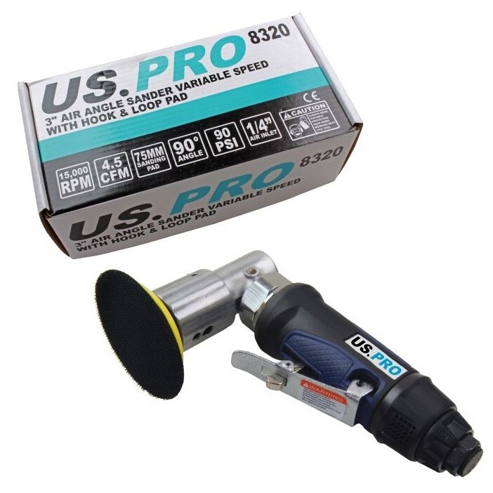 3" AIR ANGLE SANDER by US PRO TOOLS Variable Speed Hook Loop Pad ...