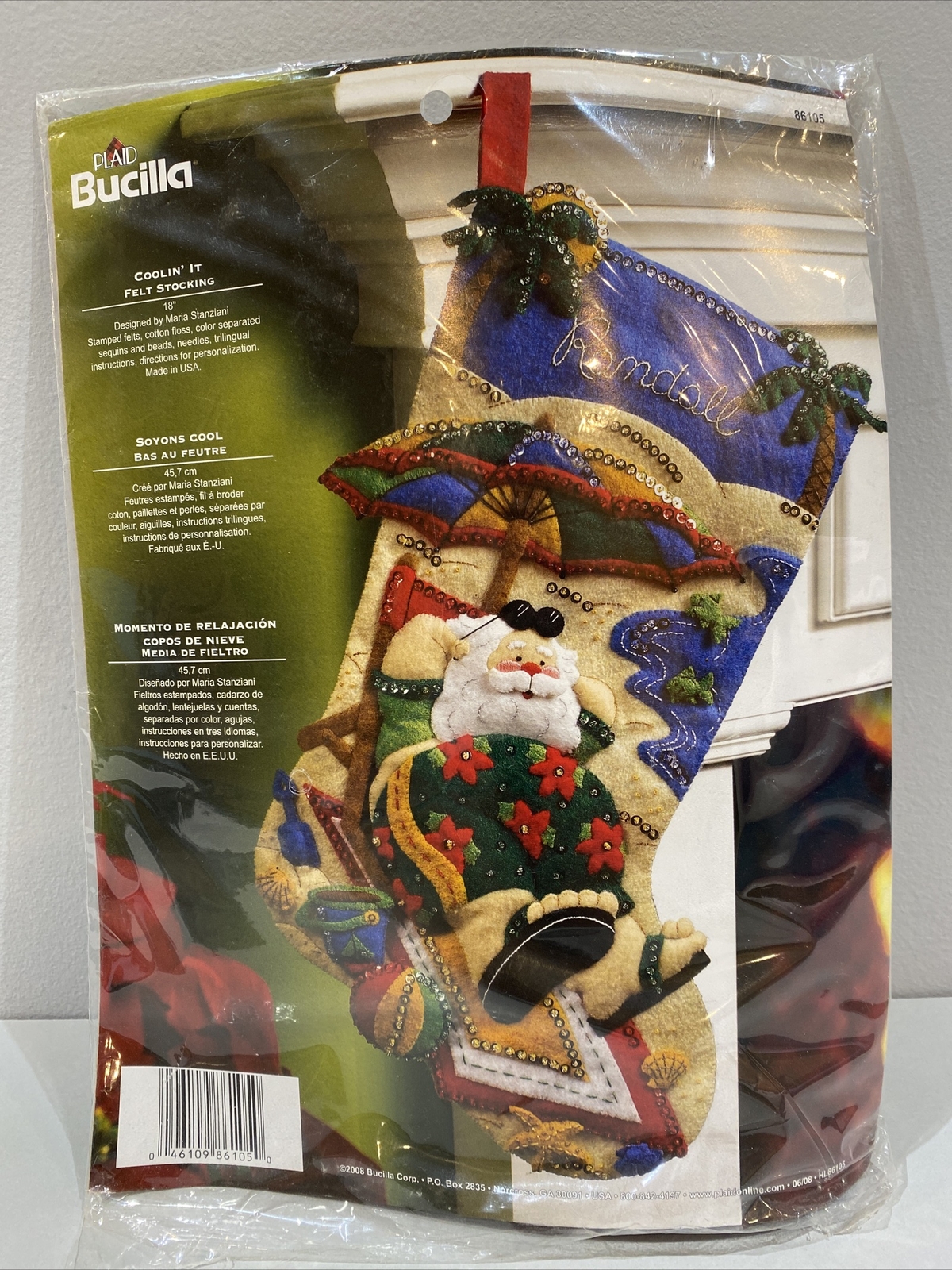 Bucilla+Felt+Sequin+Christmas+Stocking+Kit+Coolin+It+Santa+on+Beach+ ...