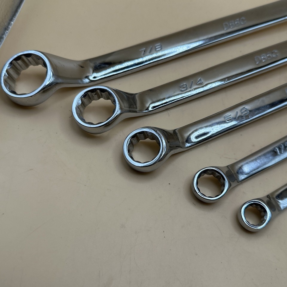 5 Piece Great Neck Chrome Polished Deep Offset Double Box End Wrench ...