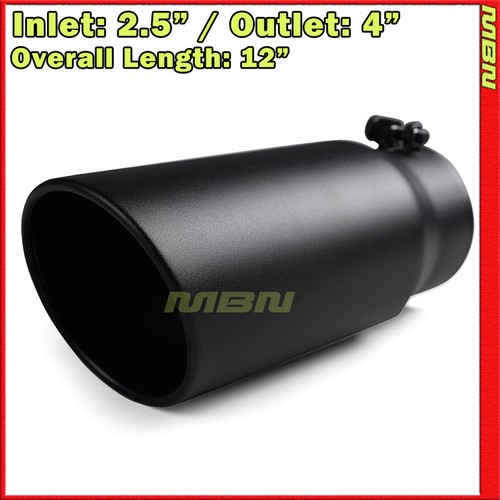 Black 12 inch 2.5 Inlet 4 Outlet Stainless Truck 202950 Bolt On Exhaust ...