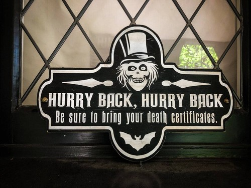 Hurry Back Hatbox Ghost, Solid Wood and Paint Rustic Sign | eBay