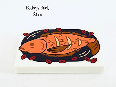 NEW Lego Food White Tile 2x3 with Grilled FISH FRY Pattern - Minifig ...