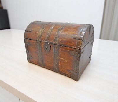Vintage Wooden Half Round Top Storage Box Original Old Hand Crafted ...