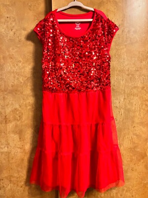 Wonder Nation Red Sequin Tulle Party Dress Girls sz XL 14-16 | eBay