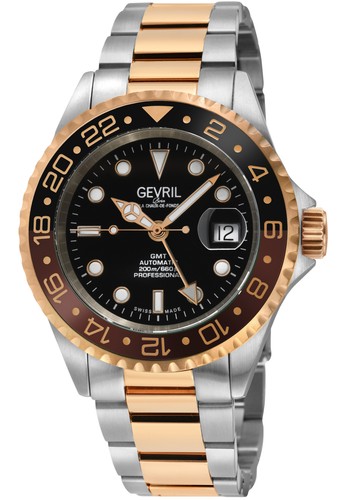 Gevril Mens 4957A Wall Street Ceramic Bezel Date Swiss Automatic GMT ...