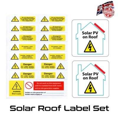 Solar PV Stickers Labels for Photovoltaic Installations Waterproof *UK ...