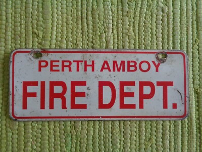 Vintage Perth Amboy FIRE DEPT NJ License Plate Topper New Jersey ...