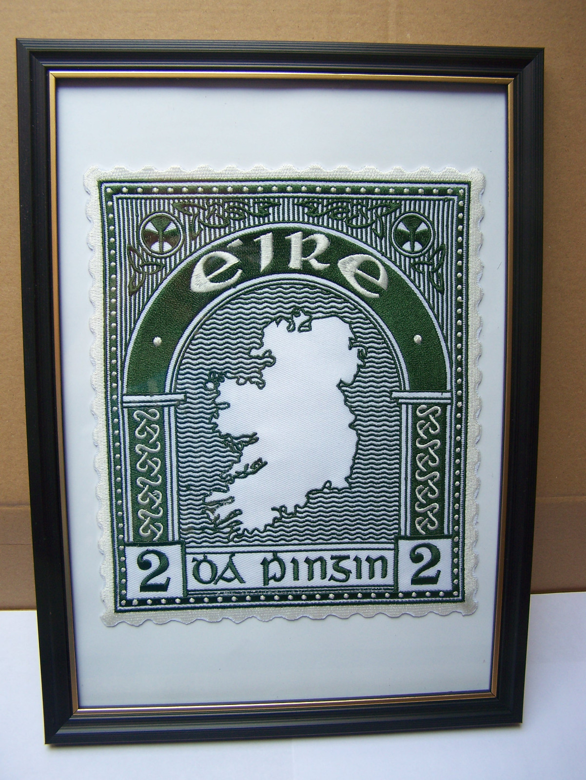 Ireland 1922 2d Map Embroidered Postage Stamp Gift Rare Unique Piece ...
