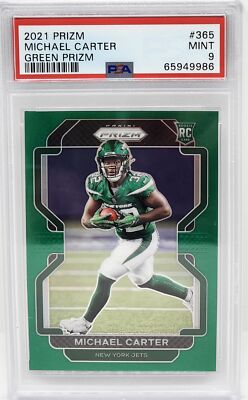 Michael Carter New York Jets 2021 Panini Prizm Green Rookie Card #365 ...