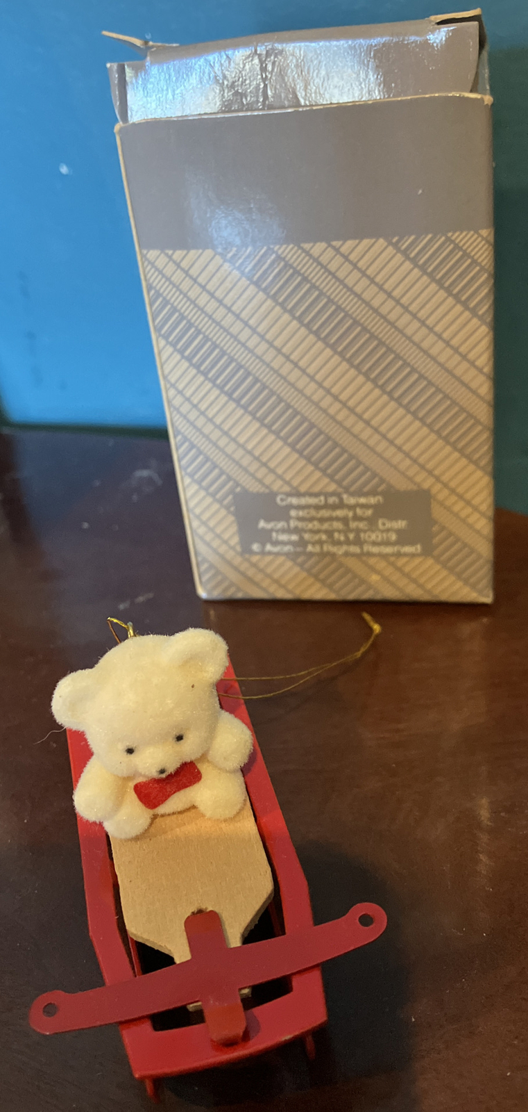 Vintage Avon Teddy Bear Metal Ornament TEDDY ON A SLED | eBay