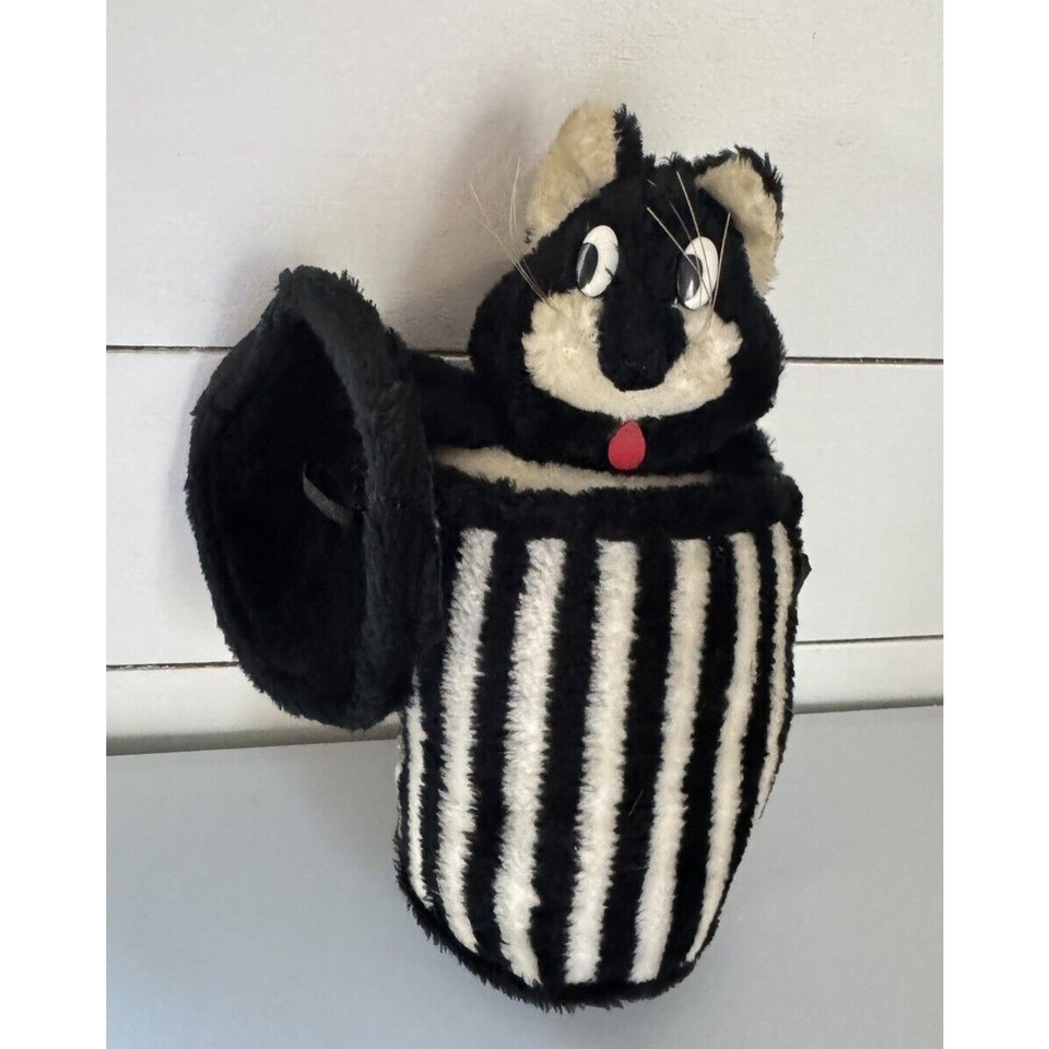 Vintage Stray Alley Cat Trash Can Black Stripe Plush 10" 1984 A-1 ...