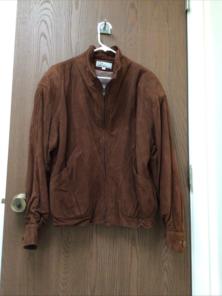 Mary Zenutis brown suede leather bomber jacket pockets butter soft, sz ...