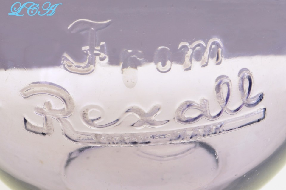 Rare SMALL antique REXALL Drug Store LEECH or FISH BOWL old SUN COLOR ...