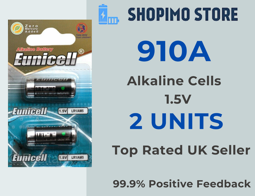 2 x 910A N Alkaline 1.5V Clock Alarm Fob Calculator Batteries LR1 Cells ...