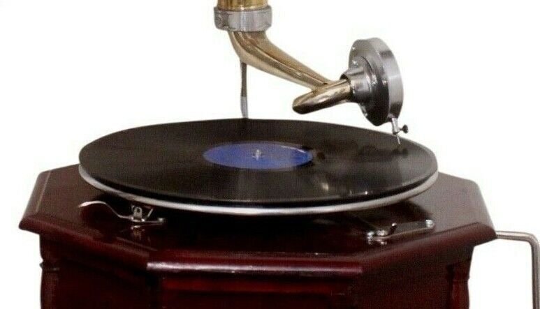 Replica Gramophone Player 78 rpm Hex phonograph Brass Horn HMV Vintage ...