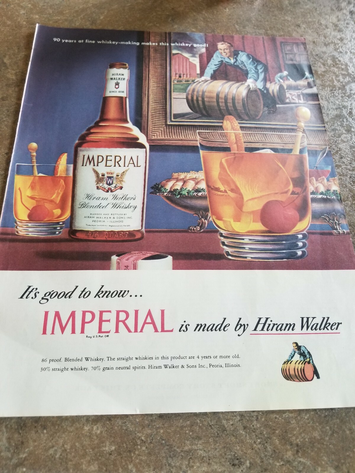 1948 Vintage Print Ad Imperial Hiram Walkers Blended Whisky | eBay