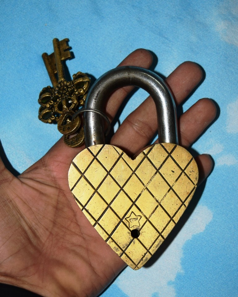 Skull Design Padlock Brass Handmade Victorian Style Heavy Safety Door ...