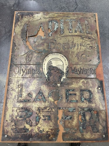 Rare Pre Prohibition Capital Brewing Olympia Beer Brass Sign Washington ...