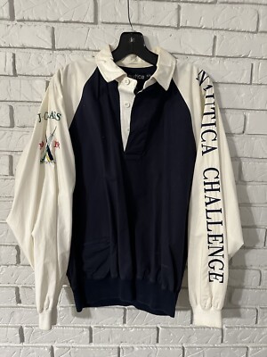 Vintage NAUTICA J-Class 1930 1937 Blue & White Long Sleeve 3 Button ...