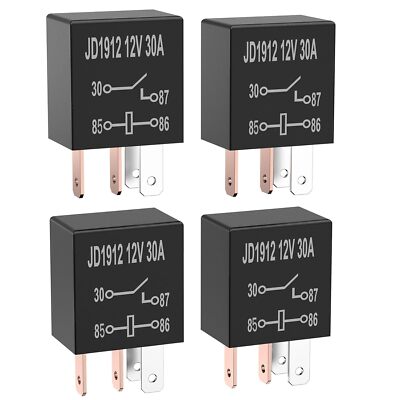 4 Pin 12 Volt 30A Micro Relay 4 Pack Small Relay Multi-Purpose ...