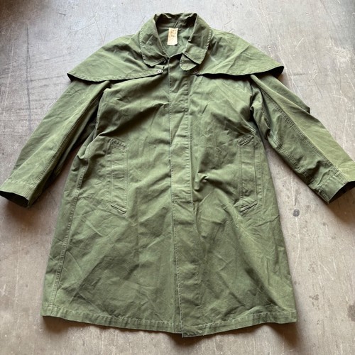 Vintage French Military Mens Olive Green Raincoat With Cape Size 104L ...