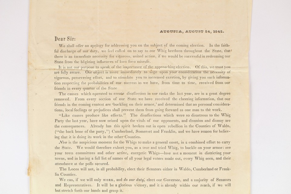 1842 Massachusetts Whig Campaign Circular | eBay