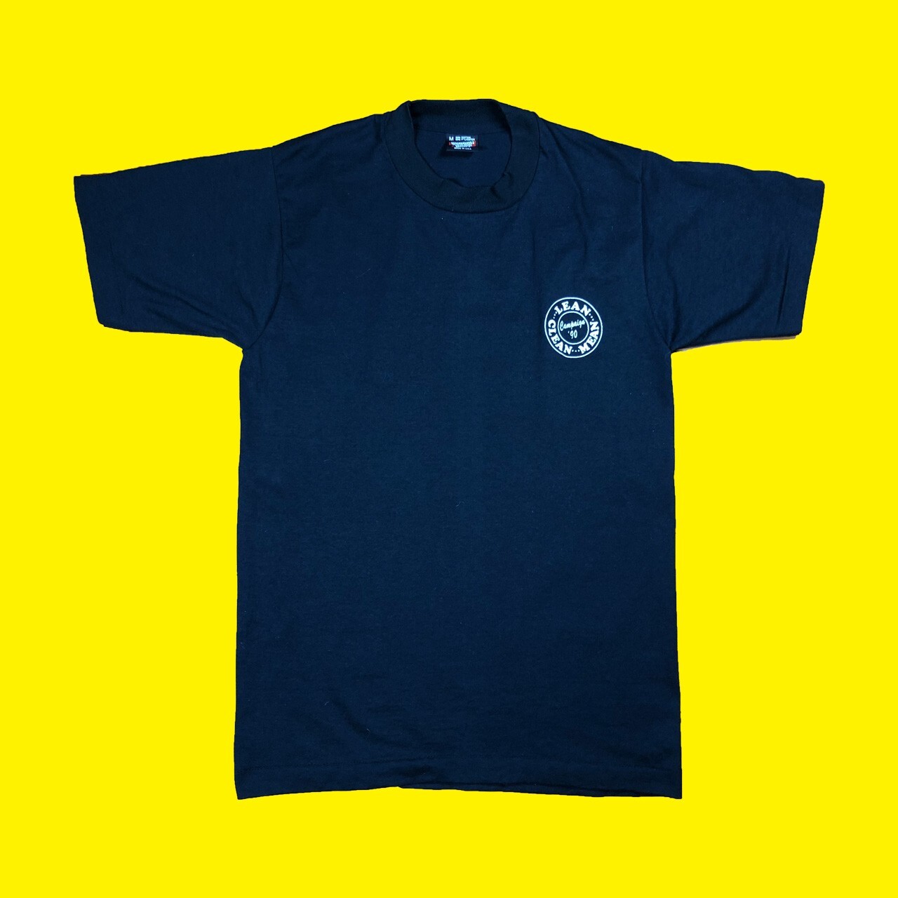 1990 Lean Mean Clean Campaign Black Vintage T-Shirt M… - Gem