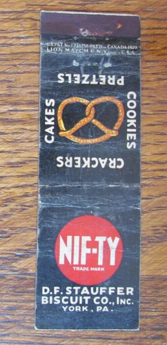 1929 US PATENT MATCHBOOK COVER: NIFTY DF STAUFFER BISCUIT YORK ...