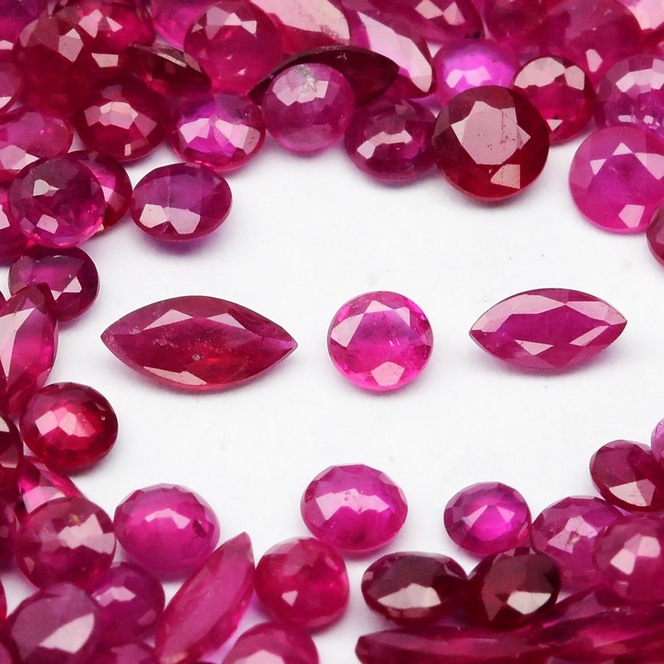 💎 148p Lot 13.17ct t.w Natural Purplish Red Burmese Ruby - Heated Only ...