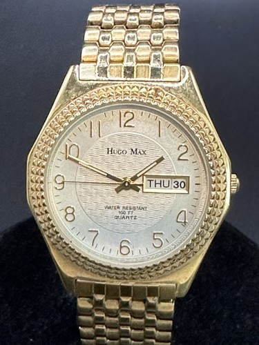 Hugo Max Sport HM1005 Gold Tone 37mm Quartz Men's Watch New Battery ...