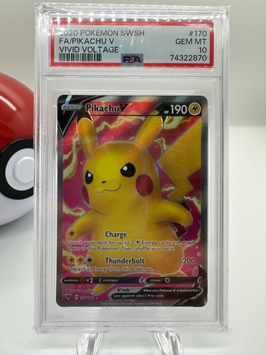 2020 Pikachu V 170/185 Full Art Vivid Voltage Pokemon PSA 10 Gem Mint ...