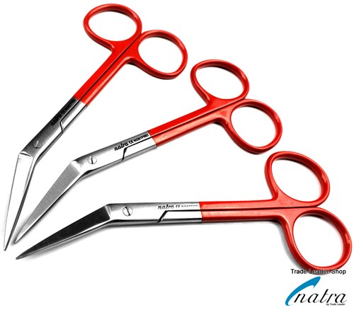 3x red Iris Scissors angled curved tip surgical Dental surgery Micro ...