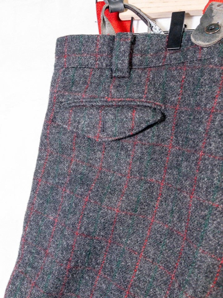 Vintage USA made WOOLRICH Wool Plaid Hunting Pants MALONE Charcoal Gray ...