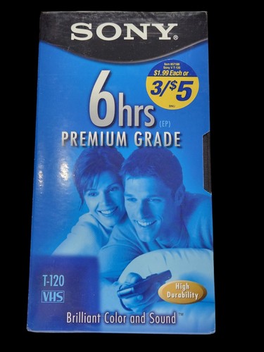 Sony VHS Tape 6 Hours (EP) Premium Grade T-120. Blank Tape, New ...